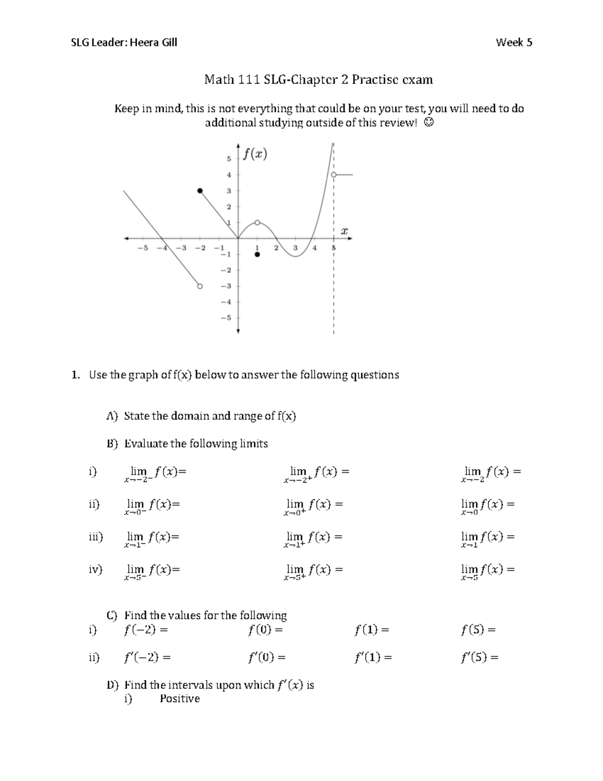 Math 111 SLG chapter 2 test (1) - Math 111 SLG-Chapter 2 Practise exam ...