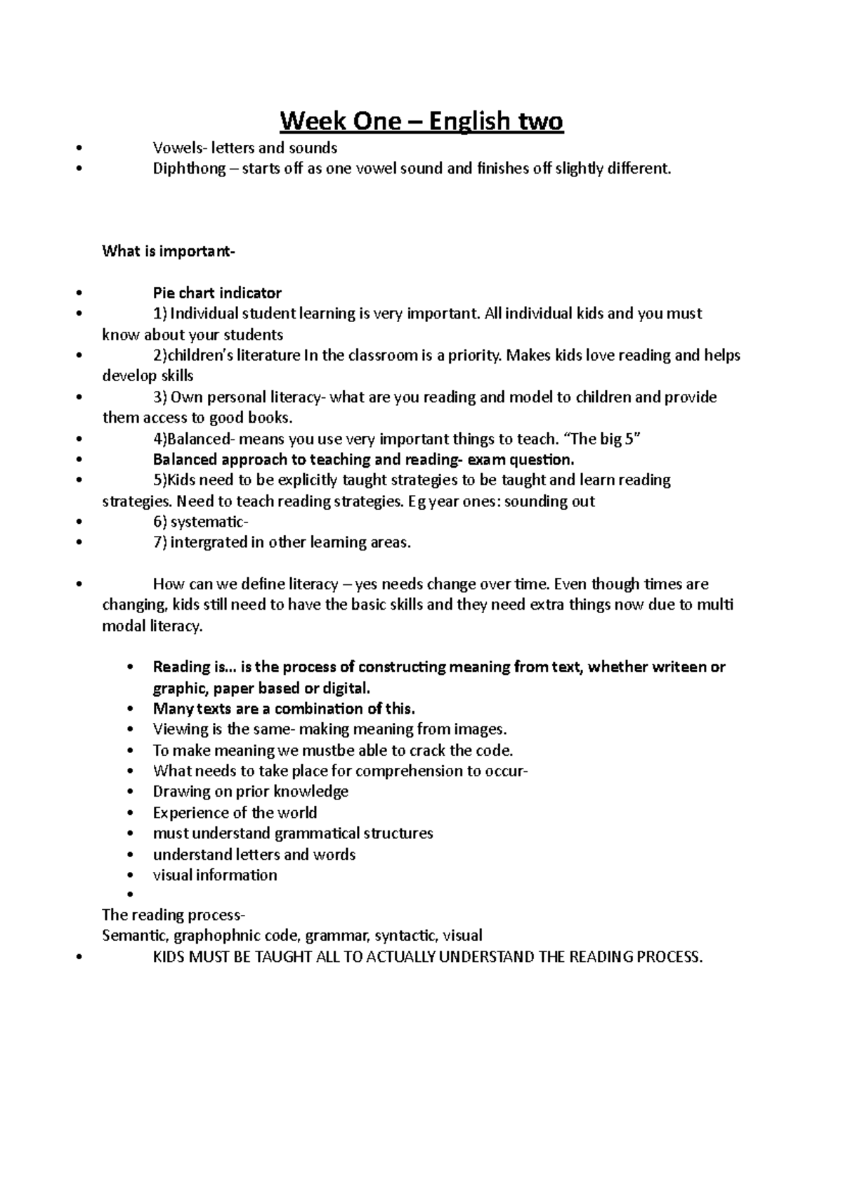 English 2 Week 1 - Week 1 tutorial and lecture notes - Week One ...