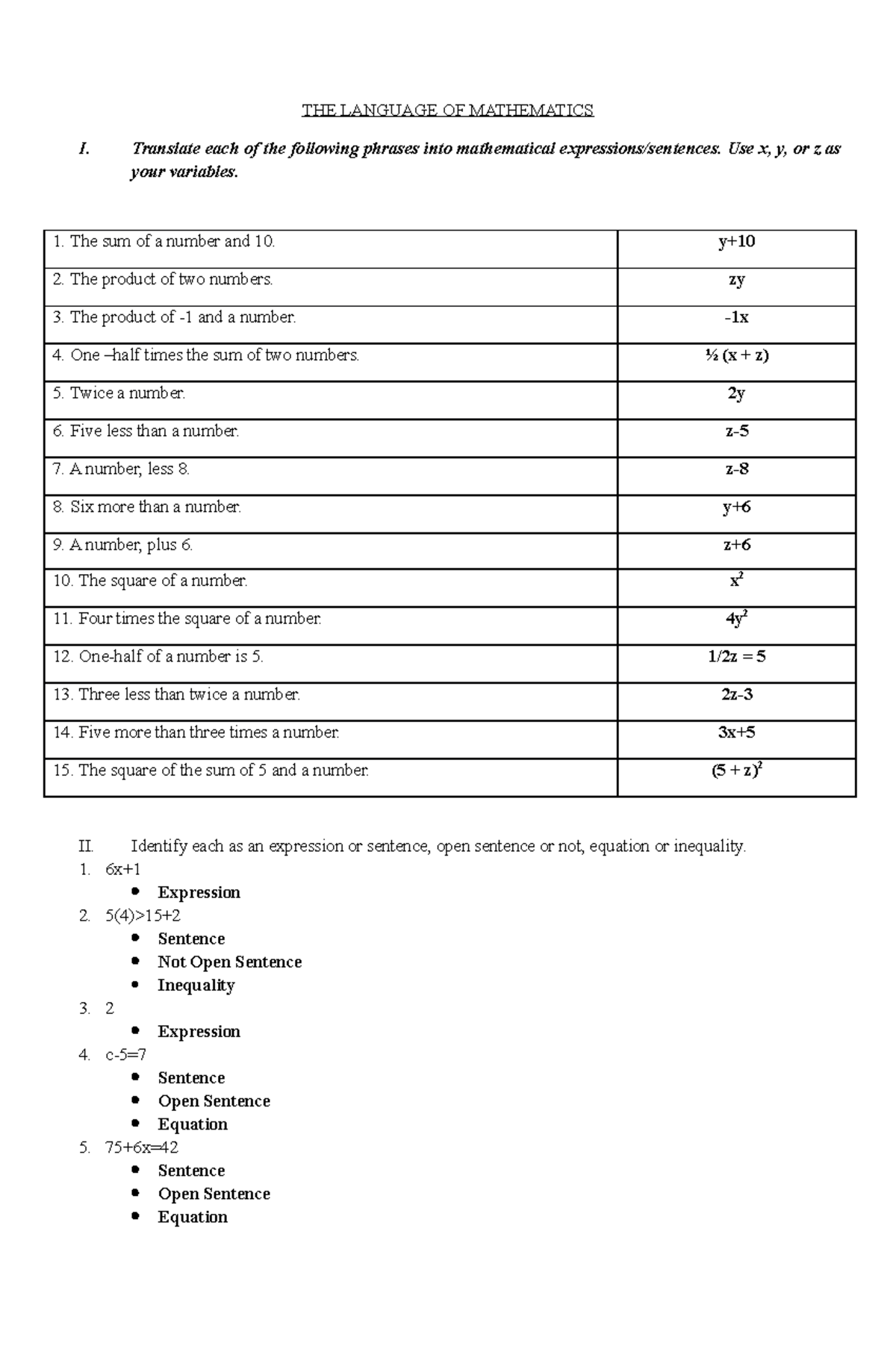 Ticia Angela Tungpalan - Activity 2 Languages of Mathematics - THE ...