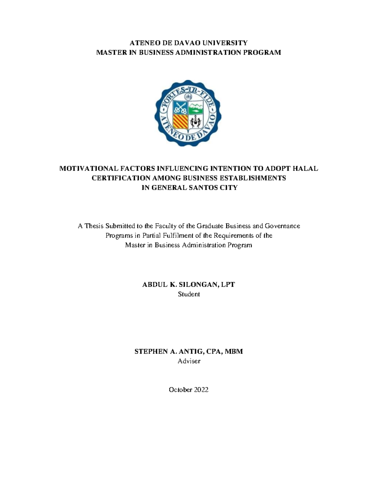 Final-Preliminaries - Reviewer - i ATENEO DE DAVAO UNIVERSITY MASTER IN ...