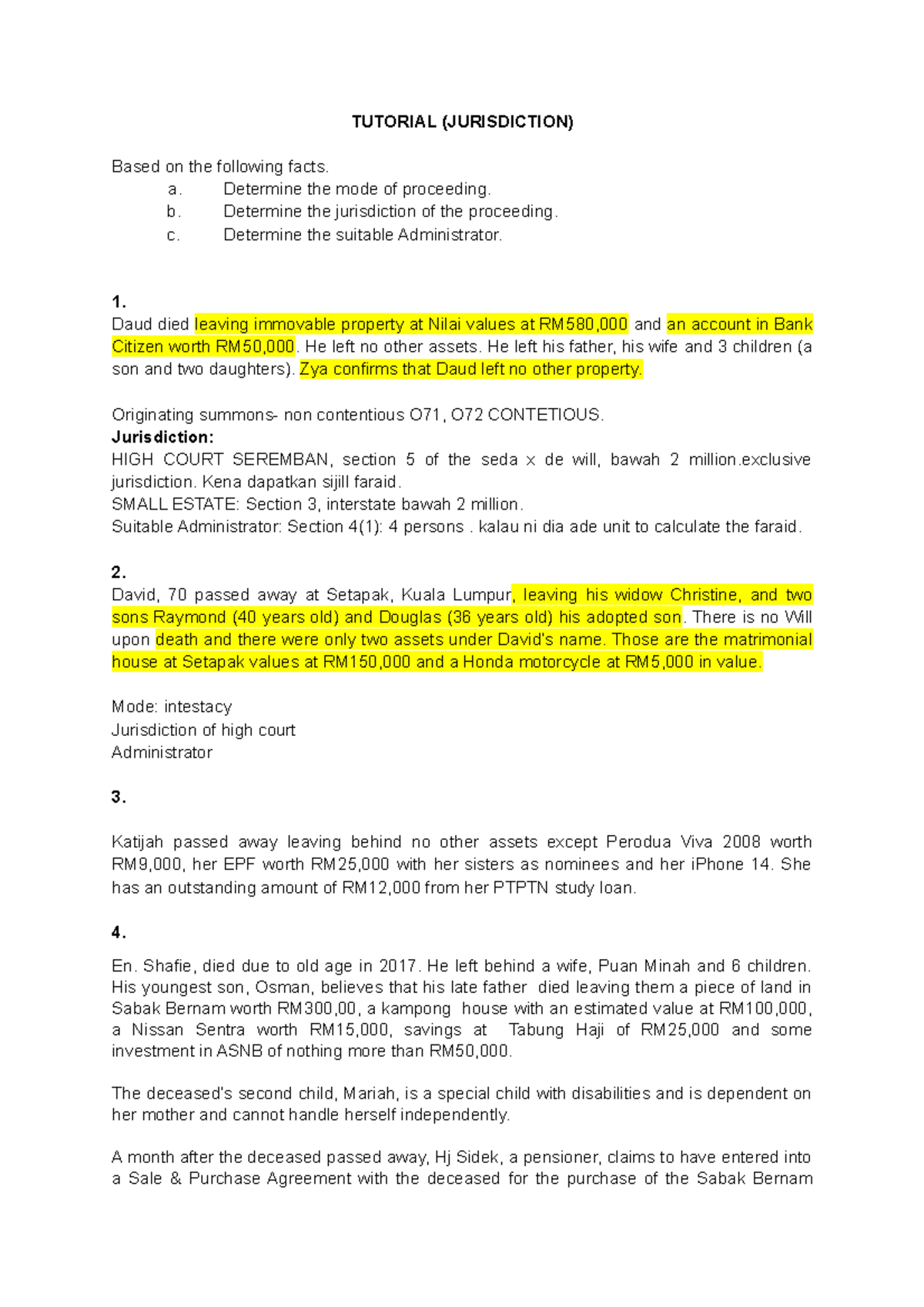 Tutorial - jurisdiction S - TUTORIAL (JURISDICTION) Based on the ...
