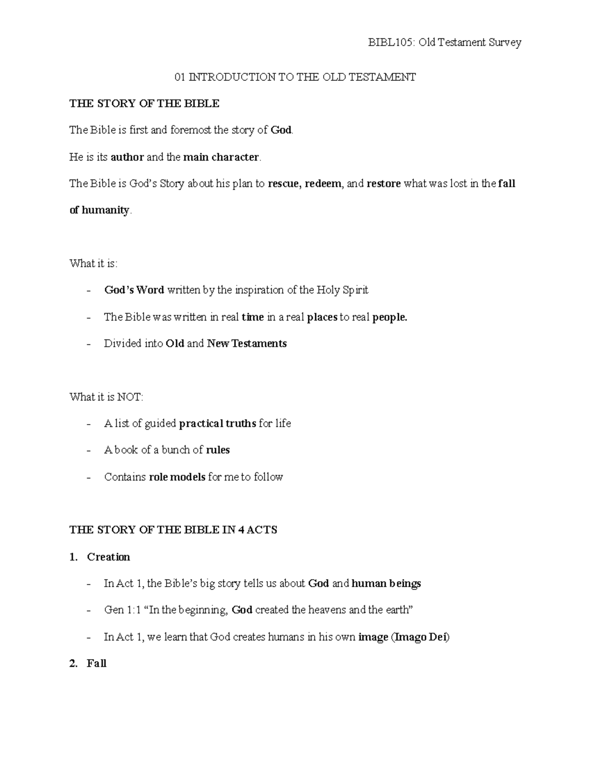 Bible 105 - Intro - Prof. Eunice Chung Lecture Notes - 01 INTRODUCTION ...