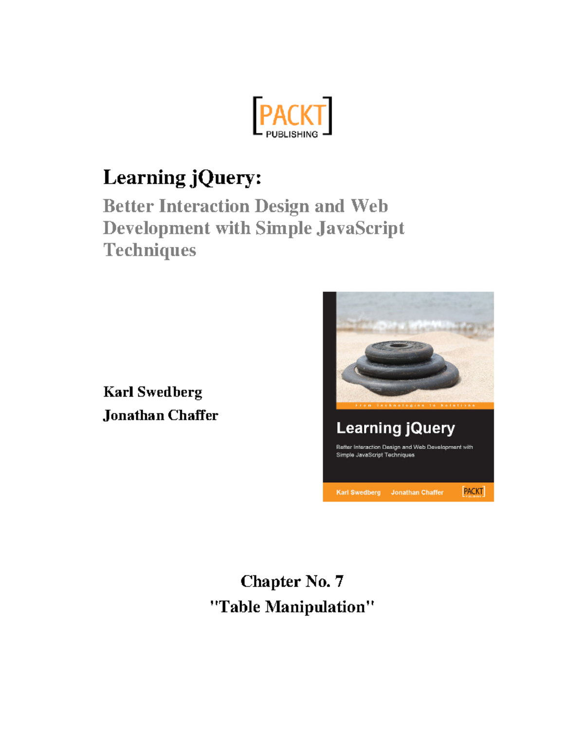 Learning j Query Sample Chapter Chapter 7 Table Manipulation - Learning jQuery: Better ...