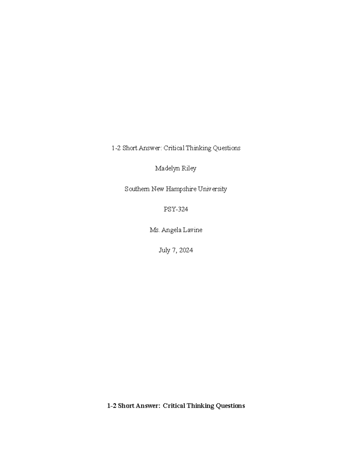 Module One Short Answers - 1-2 Short Answer: Critical Thinking ...