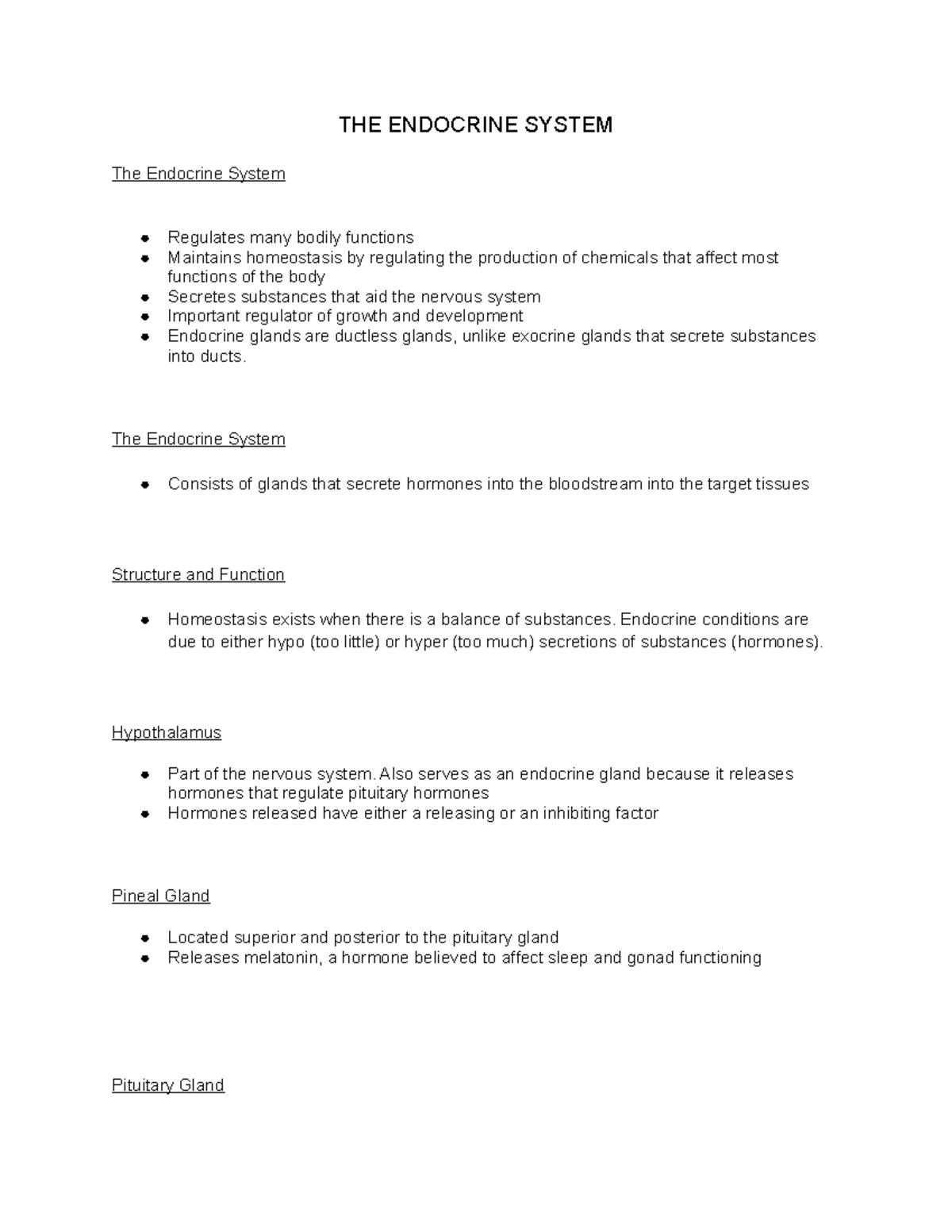 Medical Terminology II Notes 25 - THE ENDOCRINE SYSTEM The Endocrine ...