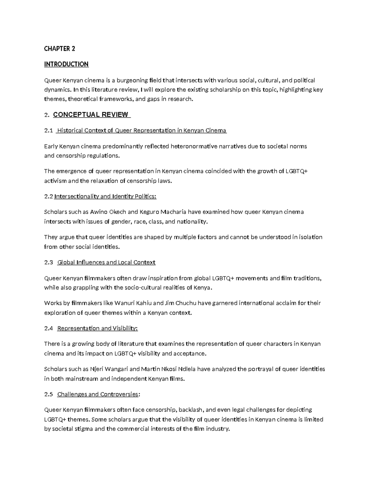 Chapter 2 AND 3 Research Project - CHAPTER 2 INTRODUCTION Queer Kenyan ...