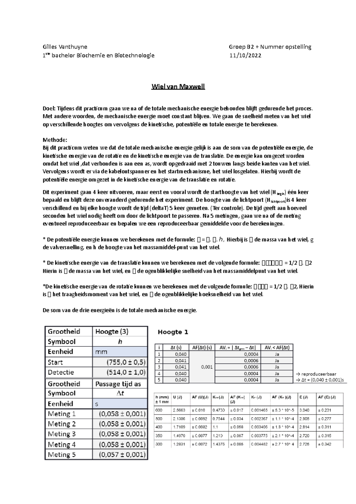 Practica Wiel van Maxwell - Gilles Vanthuyne Groep B2 + Nummer ...