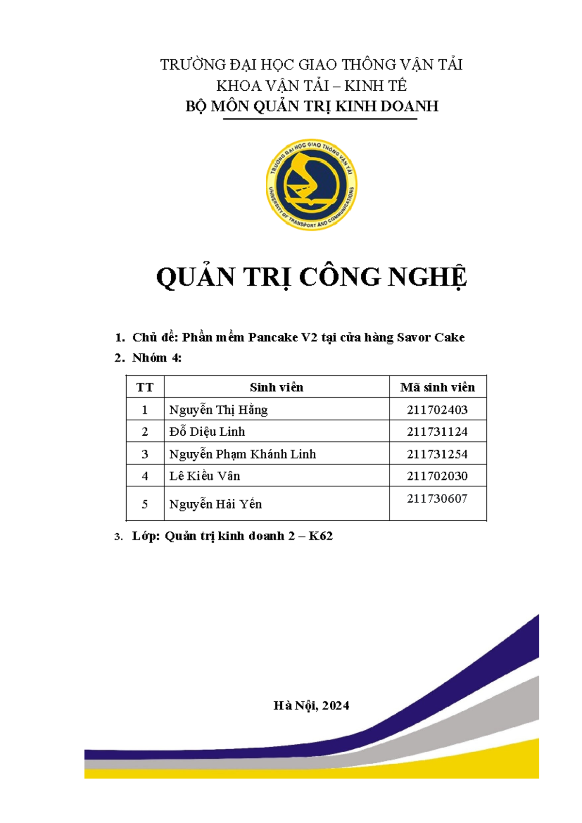 Phần mềm Pancake V2 tại cửa hàng Savor Cake - TRƯỜNG ĐẠI HỌC GIAO THÔNG ...