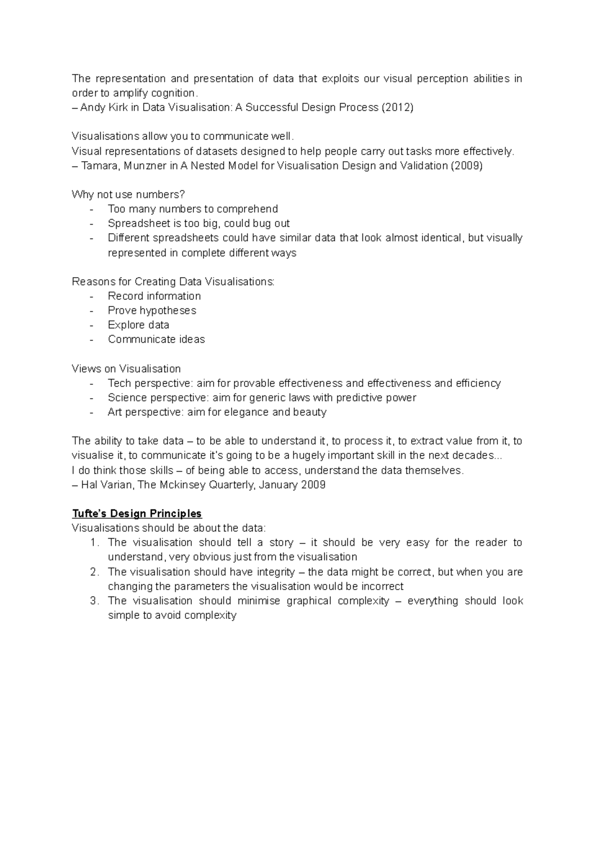 Data Visualisation Notes The Representation And Presentation Of Data That Exploits Our