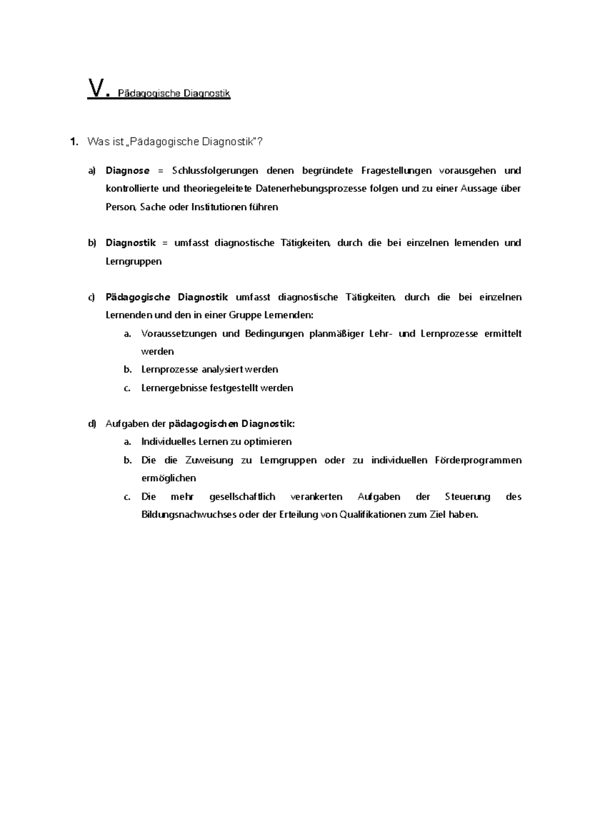 Pädagogische Diagnostik Einführung - V. Pädagogische Diagnostik 1. Was ...