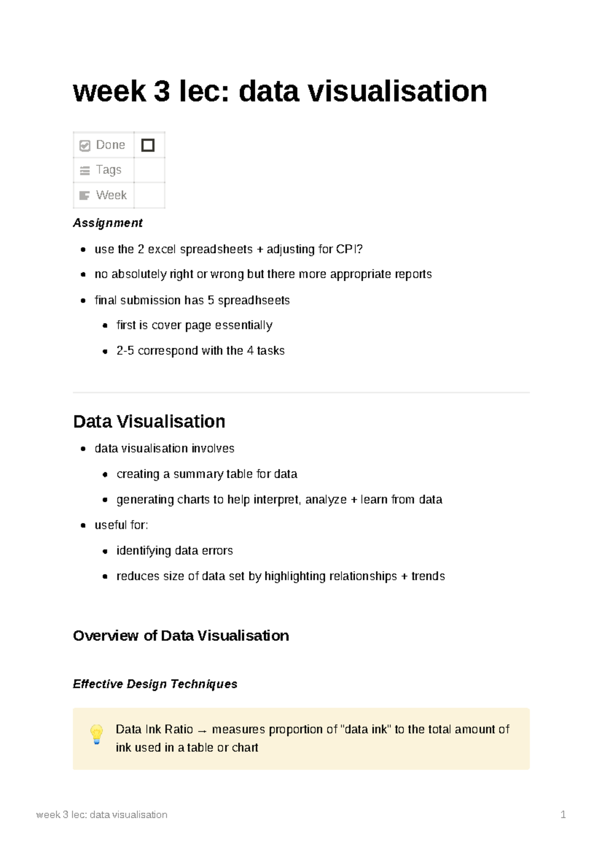 Week 3 data visualisation - week 3 lec: data visualisation Done Tags ...