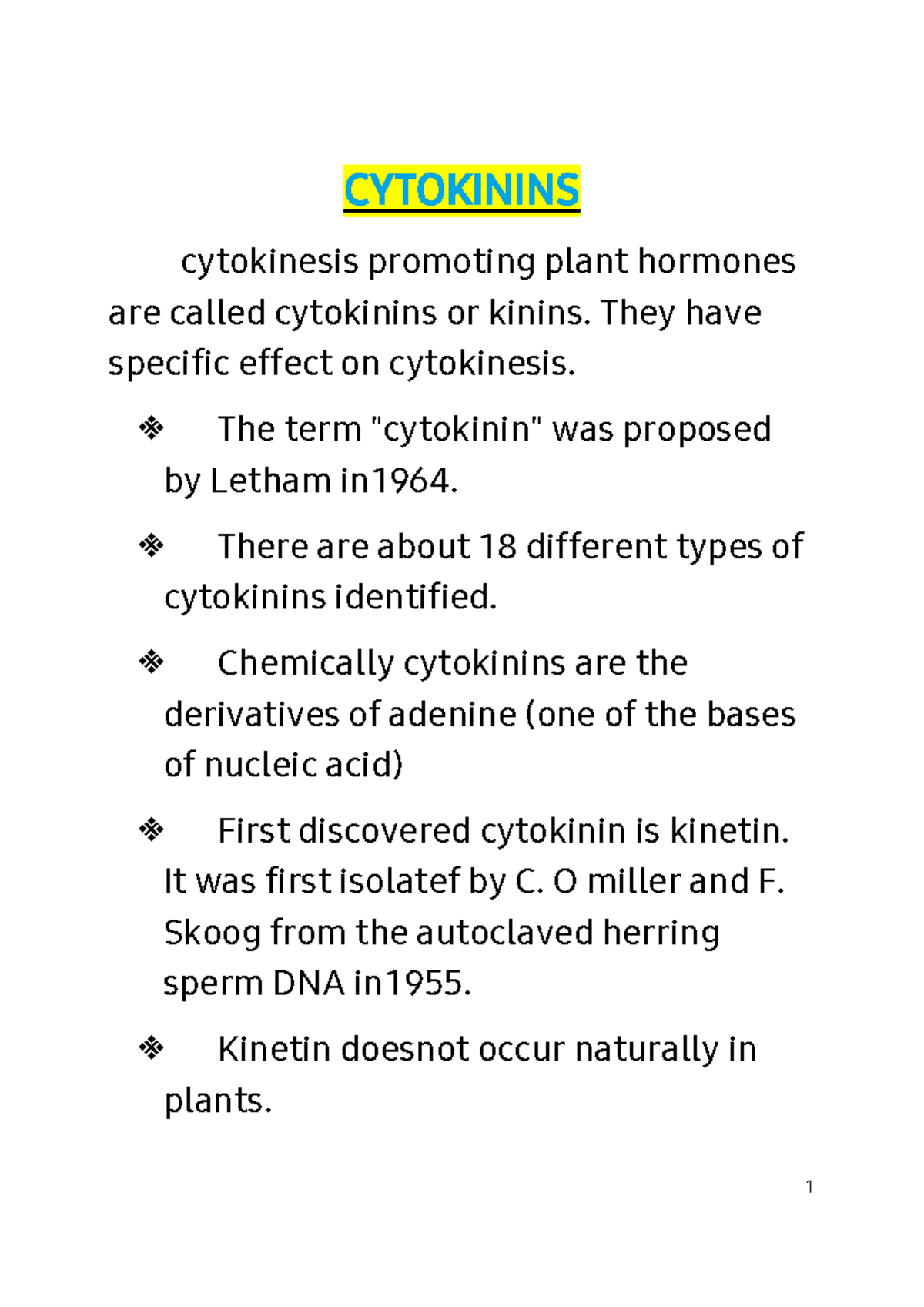 Cytokinins - Phytohormone-cytokinin and its effect - CYTOKININS ...