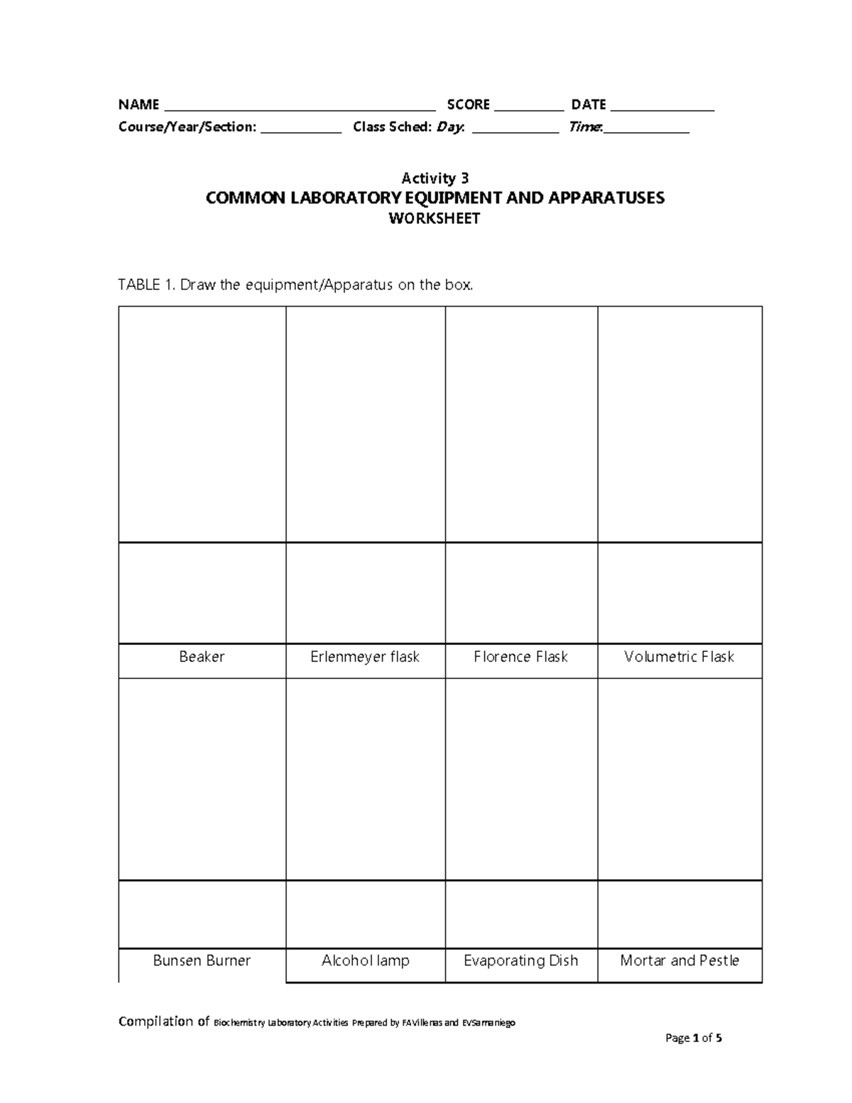 Activity 3 - worksheet - Compilation of Biochemistry Laboratory ...