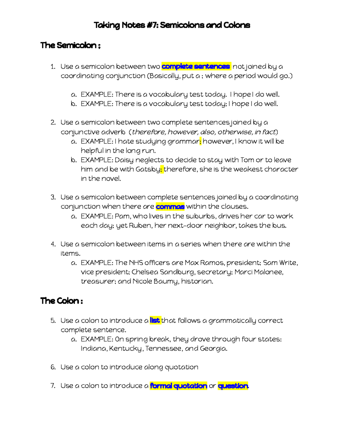 Keira Alberts - Taking Notes #7 - Taking Notes #7: Semicolons and ...