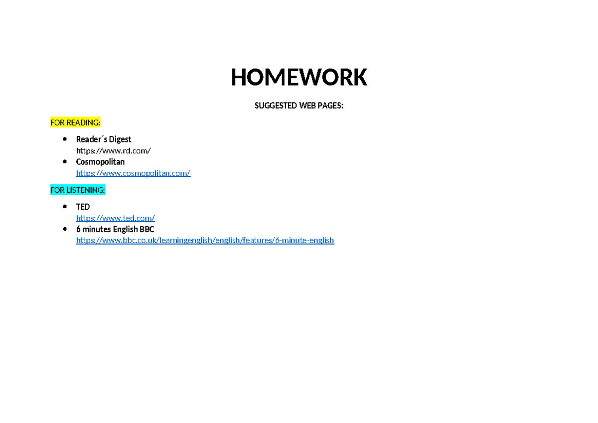 Homework - SFSADFASDFSADF - HOMEWORK SUGGESTED WEB PAGES: FOR READING ...