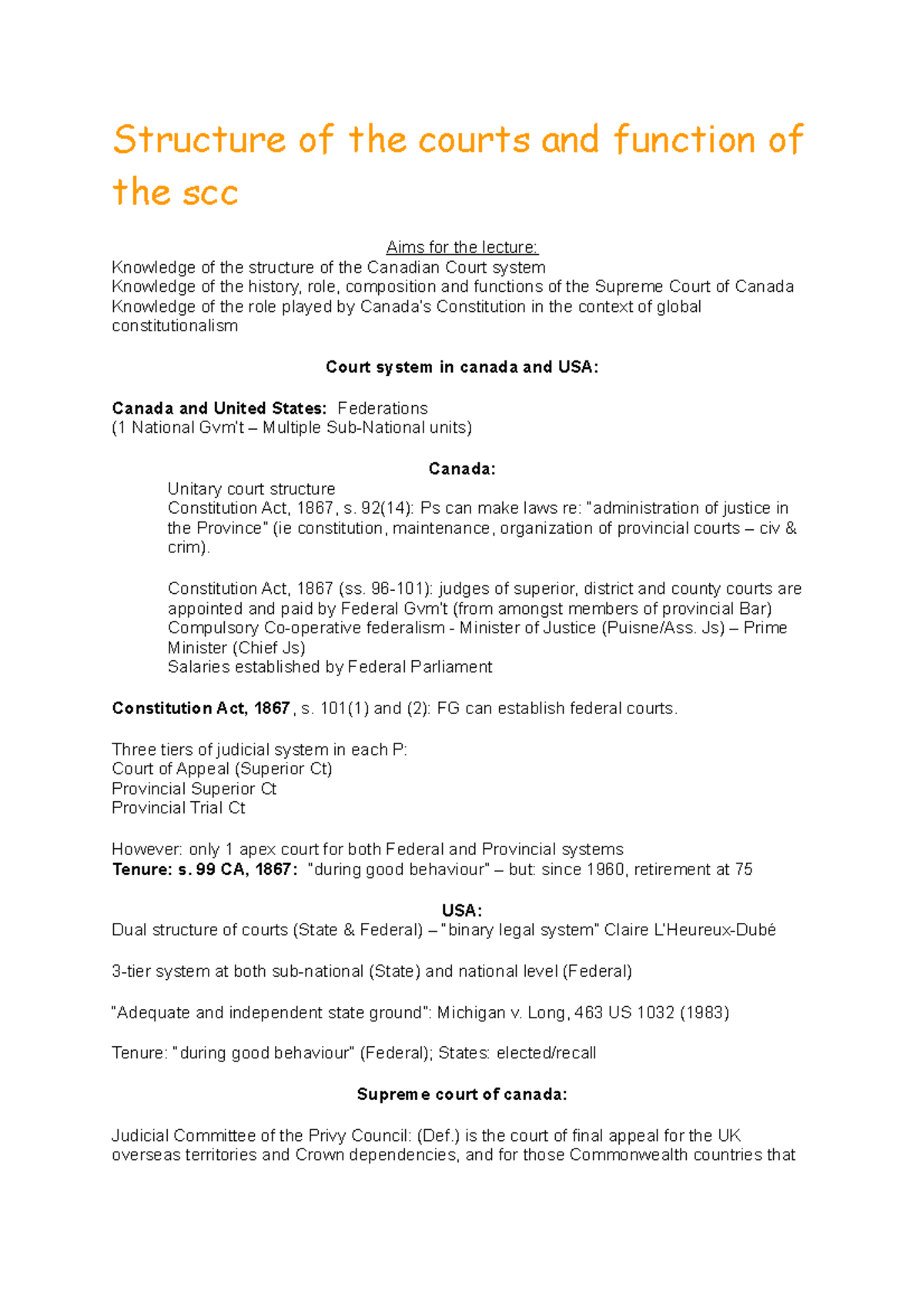 Structure of the courts and function of the scc - Structure of the ...