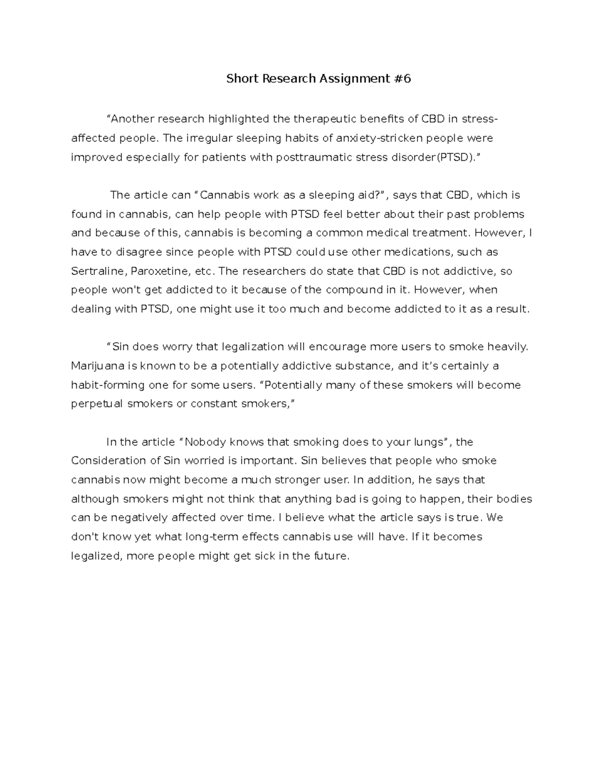 Short Research Assignment #6 - Short Research Assignment “Another ...