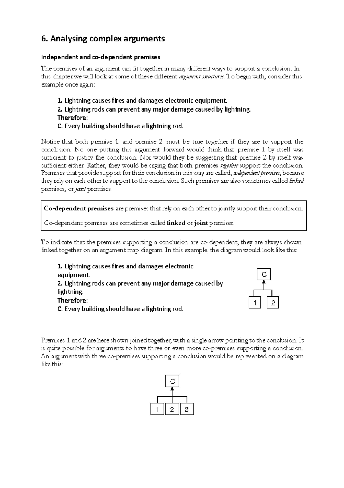 06-Analysing complex arguments - 6. Analysing complex arguments Independent and co-dependent ...