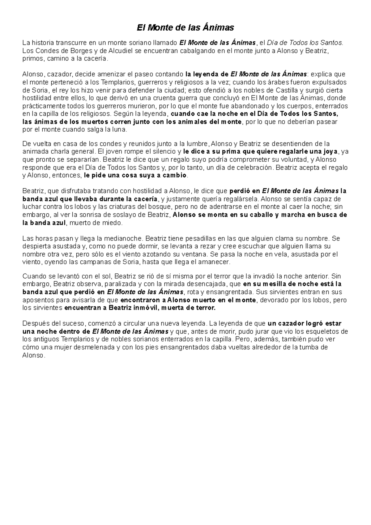 El Monte de las Ánimas - Bécquer - riassunto - El Monte de las Ánimas ...