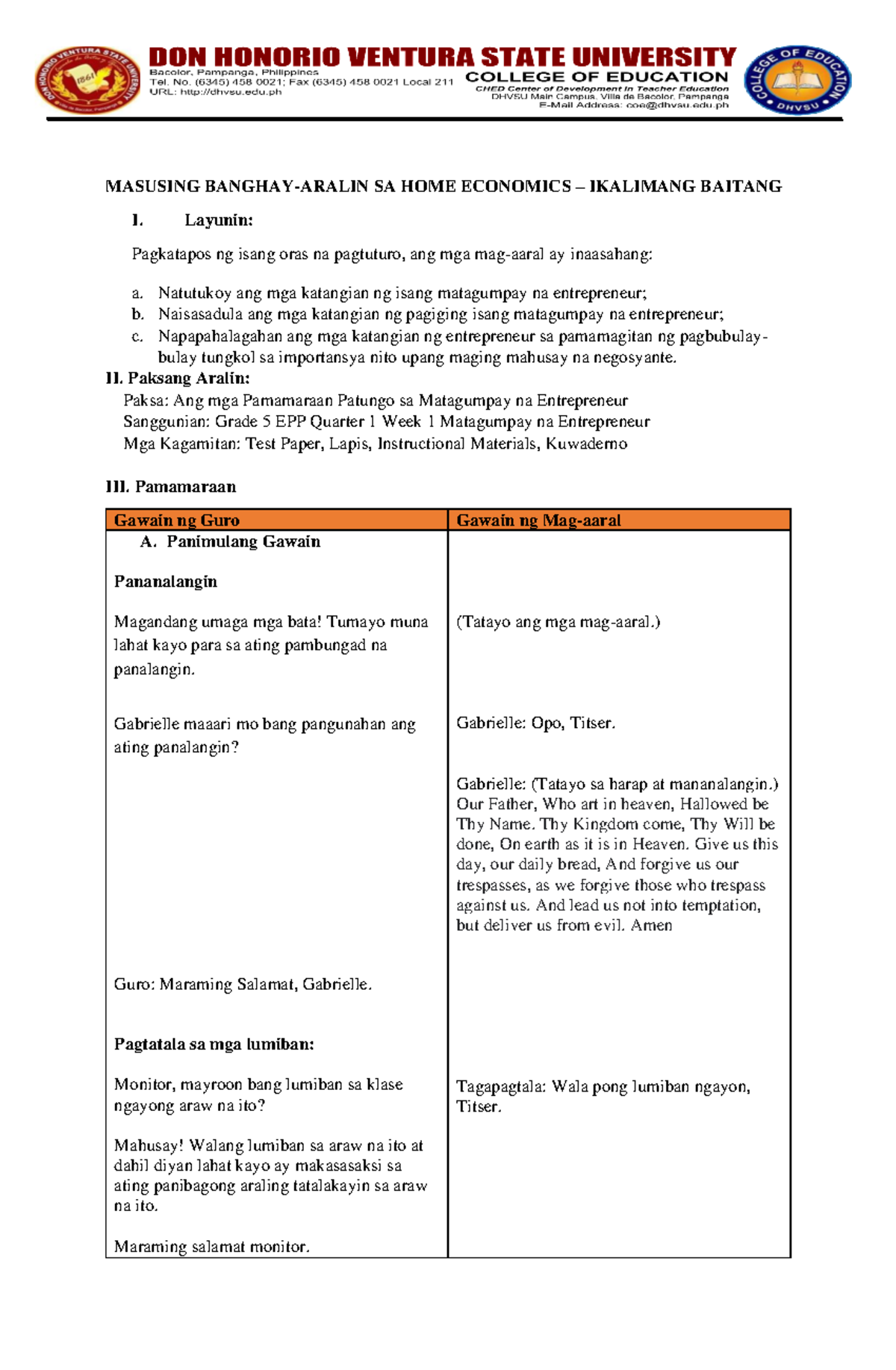 Detailed lesson plan in EPP - MASUSING BANGHAY-ARALIN SA HOME ECONOMICS ...