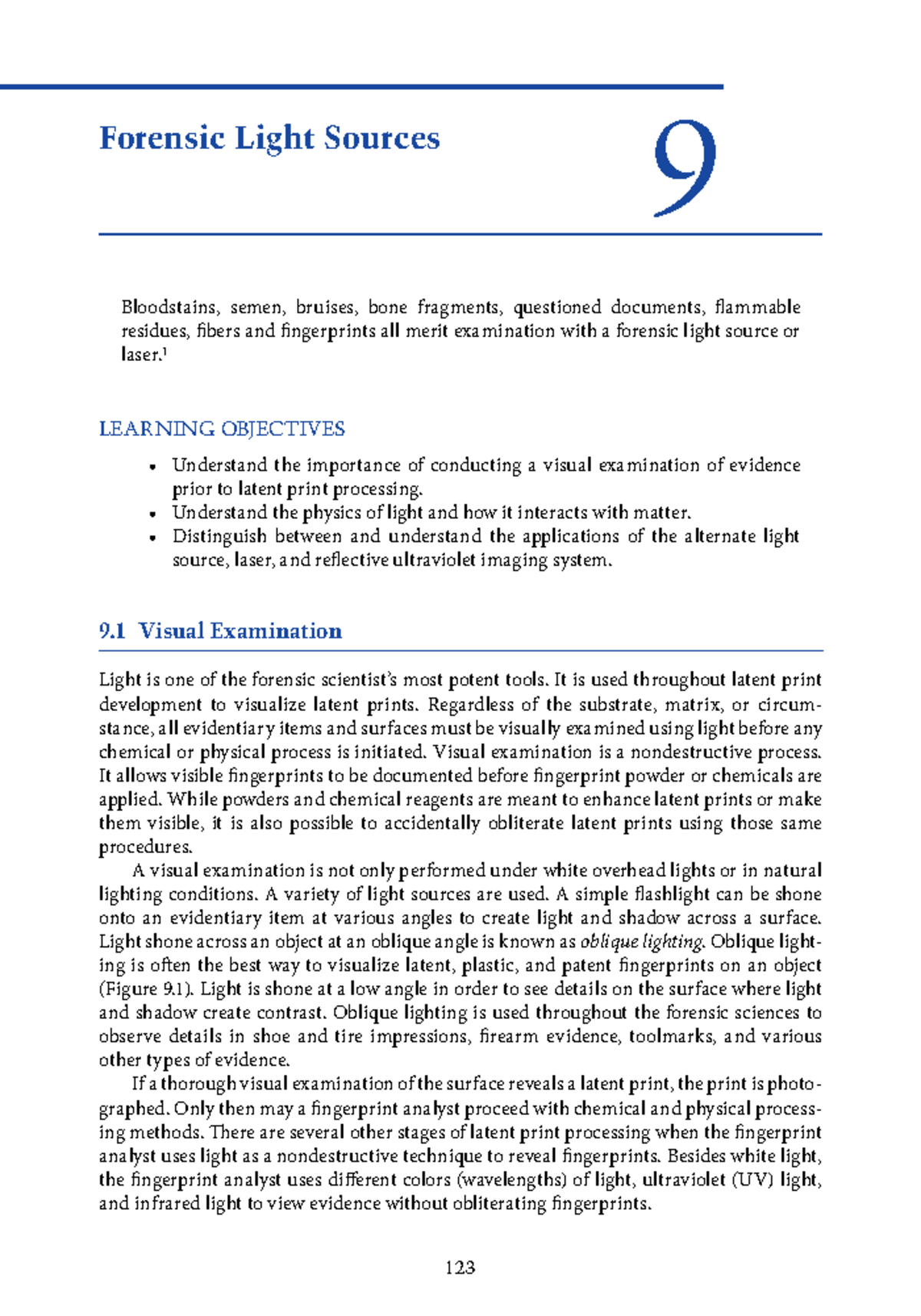 Forensic Light Sources - 123 9 Forensic Light Sources Bloodstains ...