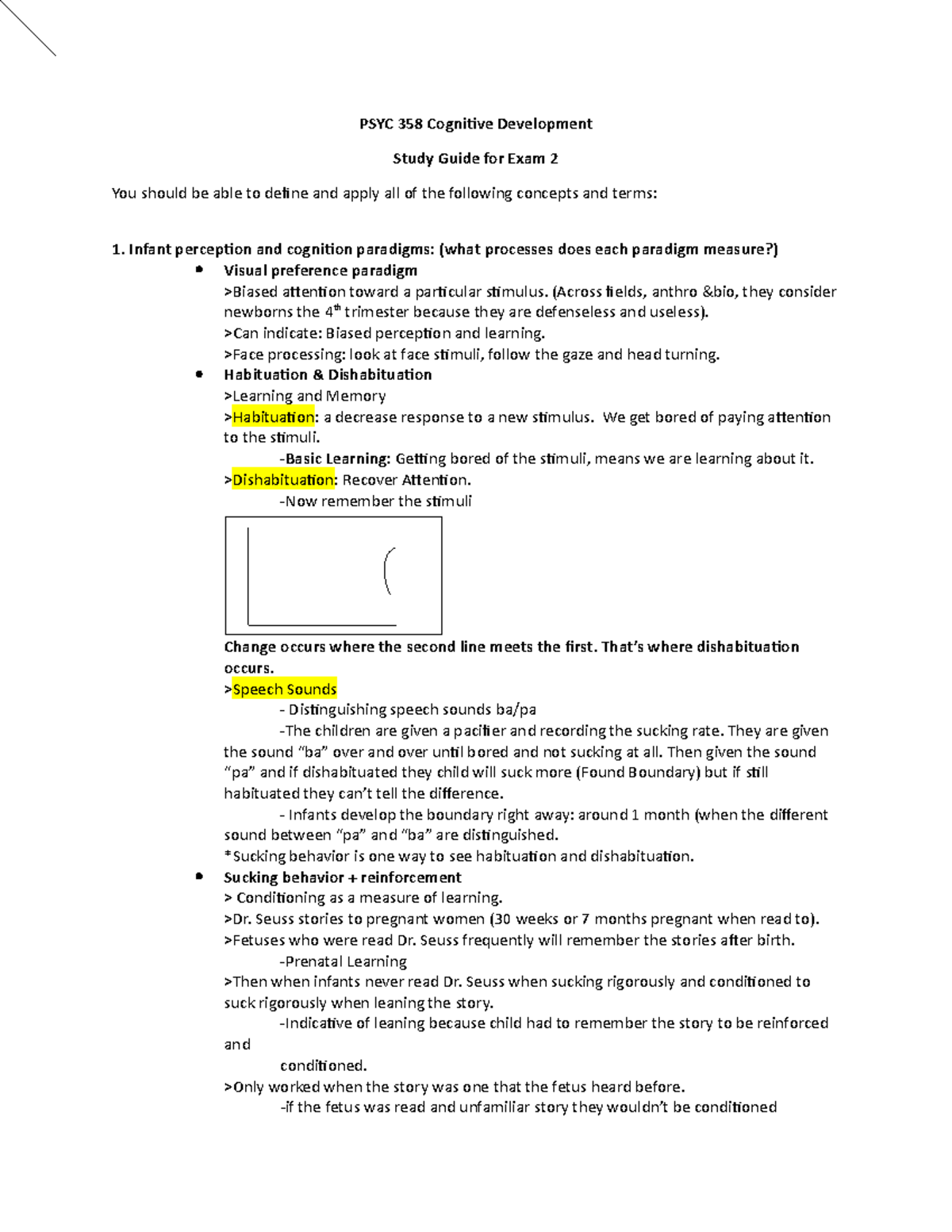 PSYC 358 Study guide Exam 2 - PSYC 358 Cognitive Development Study Guide for Exam 2 You should ...