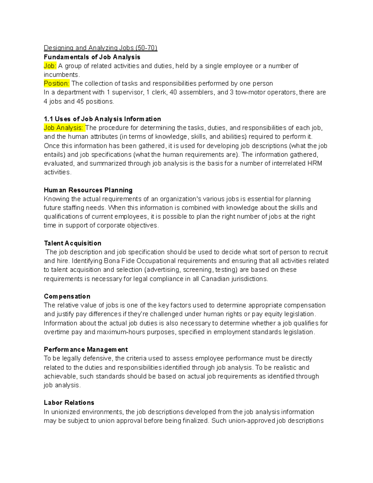 Chapter 3 - Designing and Analyzing Jobs (50-70) Fundamentals of Job ...