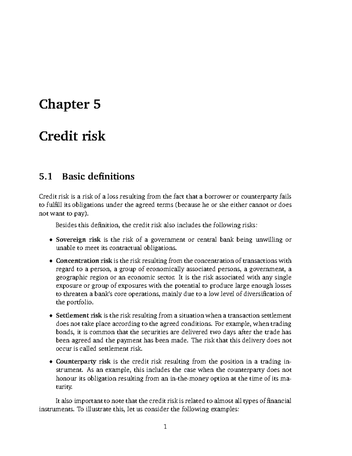 Credit RISK BOOK - Chapter 5 Credit risk 5 Basic definitions Credit ...