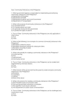 Lesson Community Ordinances in the Philippines - Community Ordinances ...