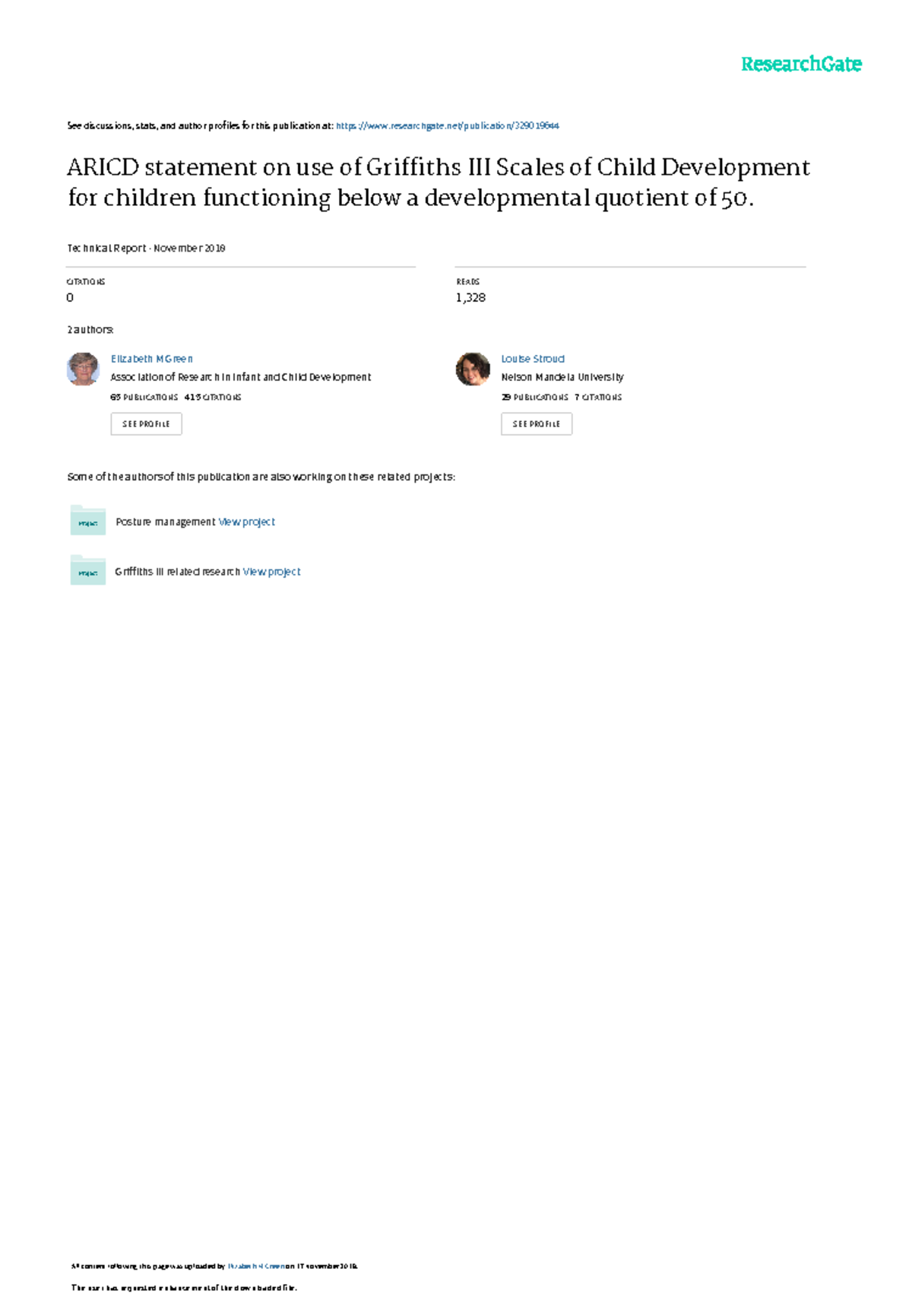 Aricdstatementfortheuseof Griffiths ...