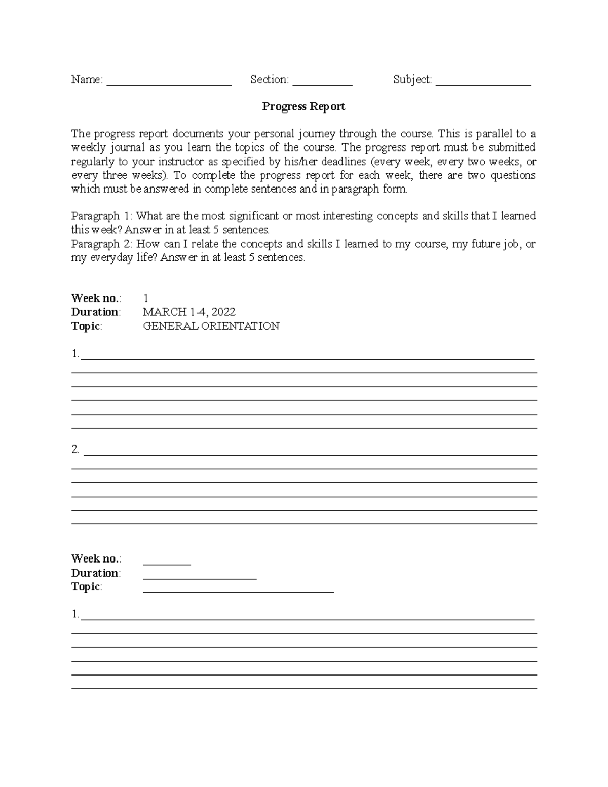 Progress-Report-Template Pastel Primary School Book Review Worksheet ...