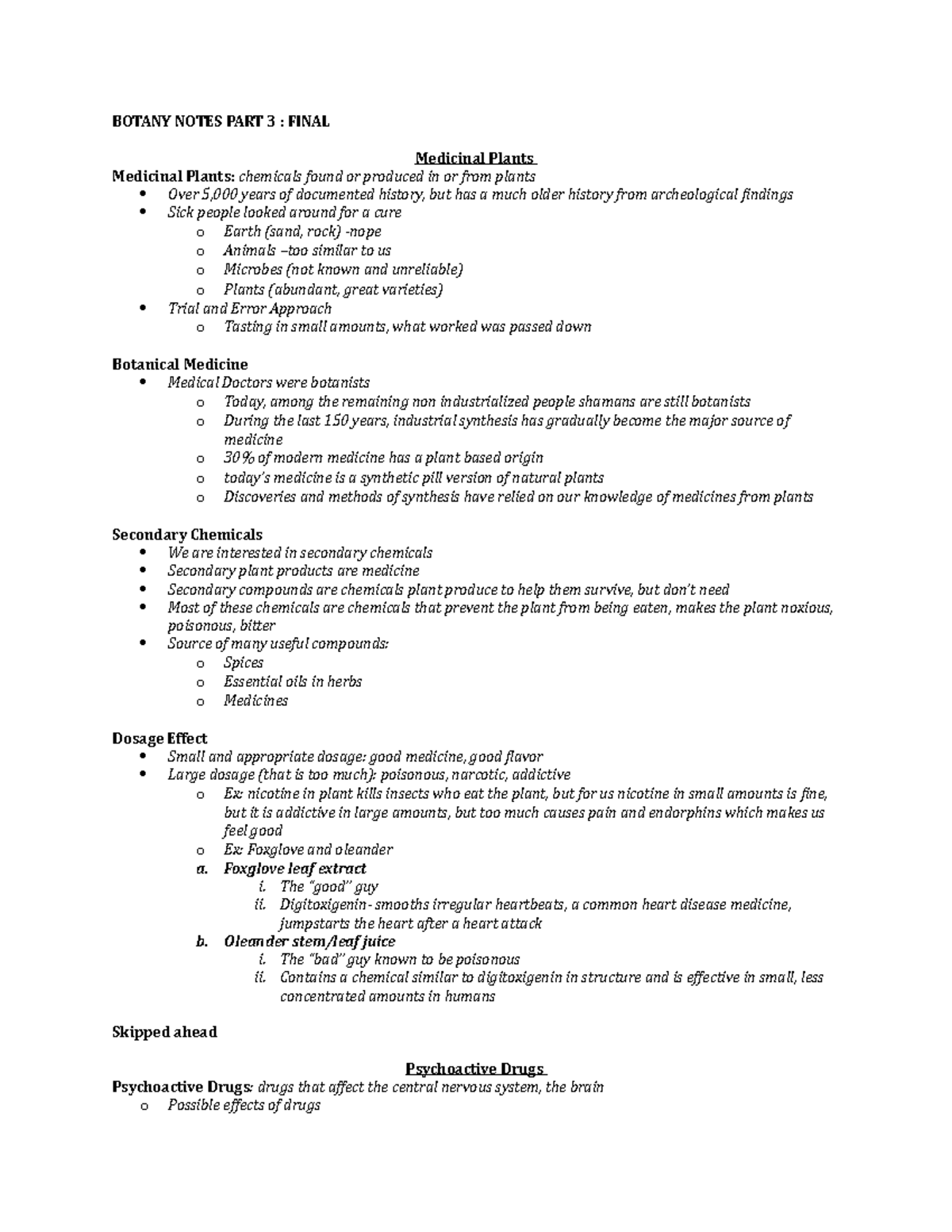 Botany Notes PART 3 - BOTANY NOTES PART 3 : FINAL Medicinal Plants ...