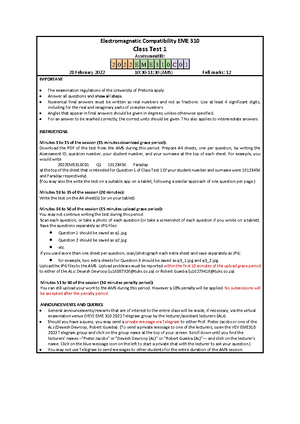 2021 EME310 C09 - Tutorial 9 Test - Electromagnetic Compatibility EME ...