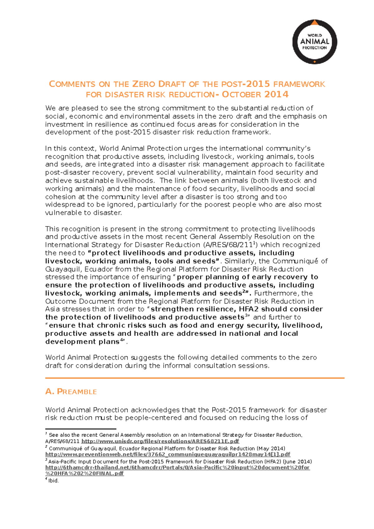 36 World Animal Protection Comments on the Zero Draft - COMMENTS ON THE ...