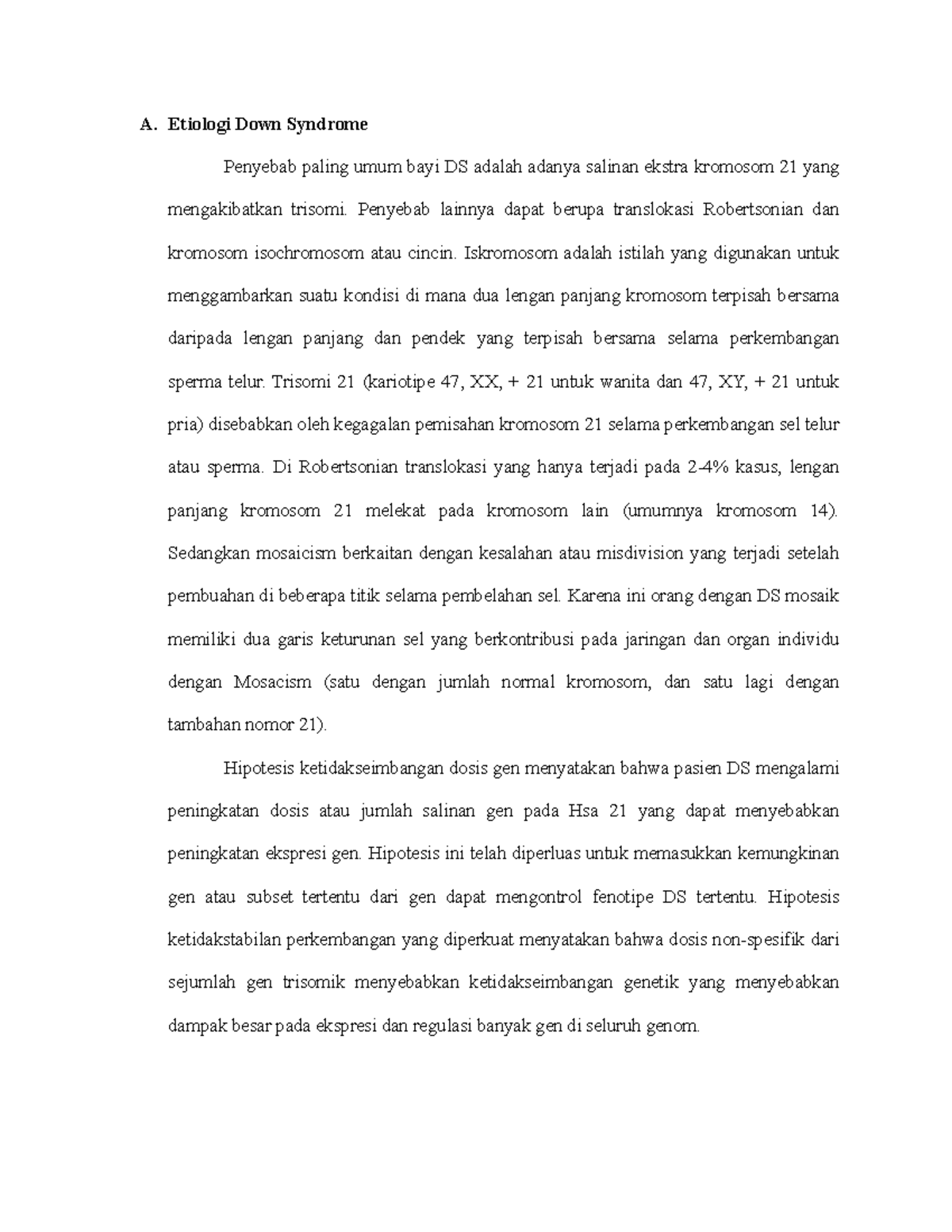 Etiologi Down Syndrome - A. Etiologi Down Syndrome Penyebab paling umum ...