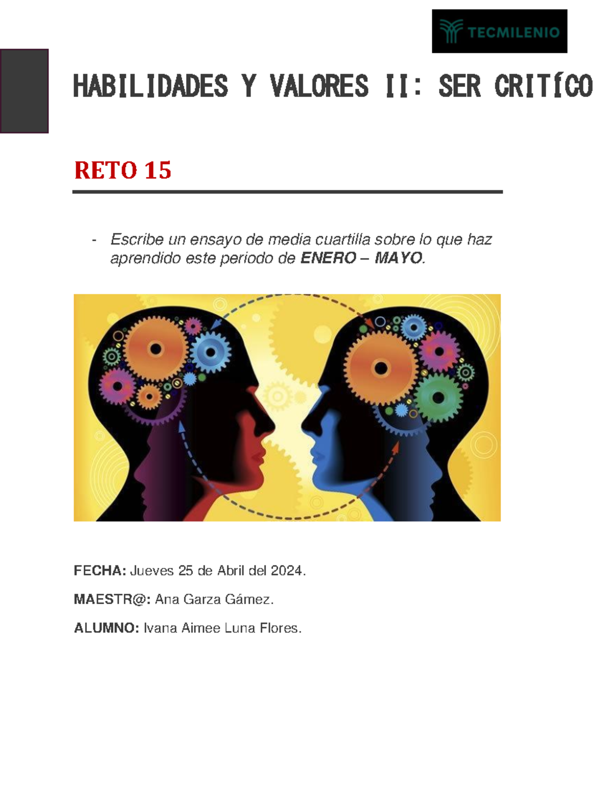 RETO 15 - nose - Habilidades y valores ll, ser critico - HABILIDADES Y ...