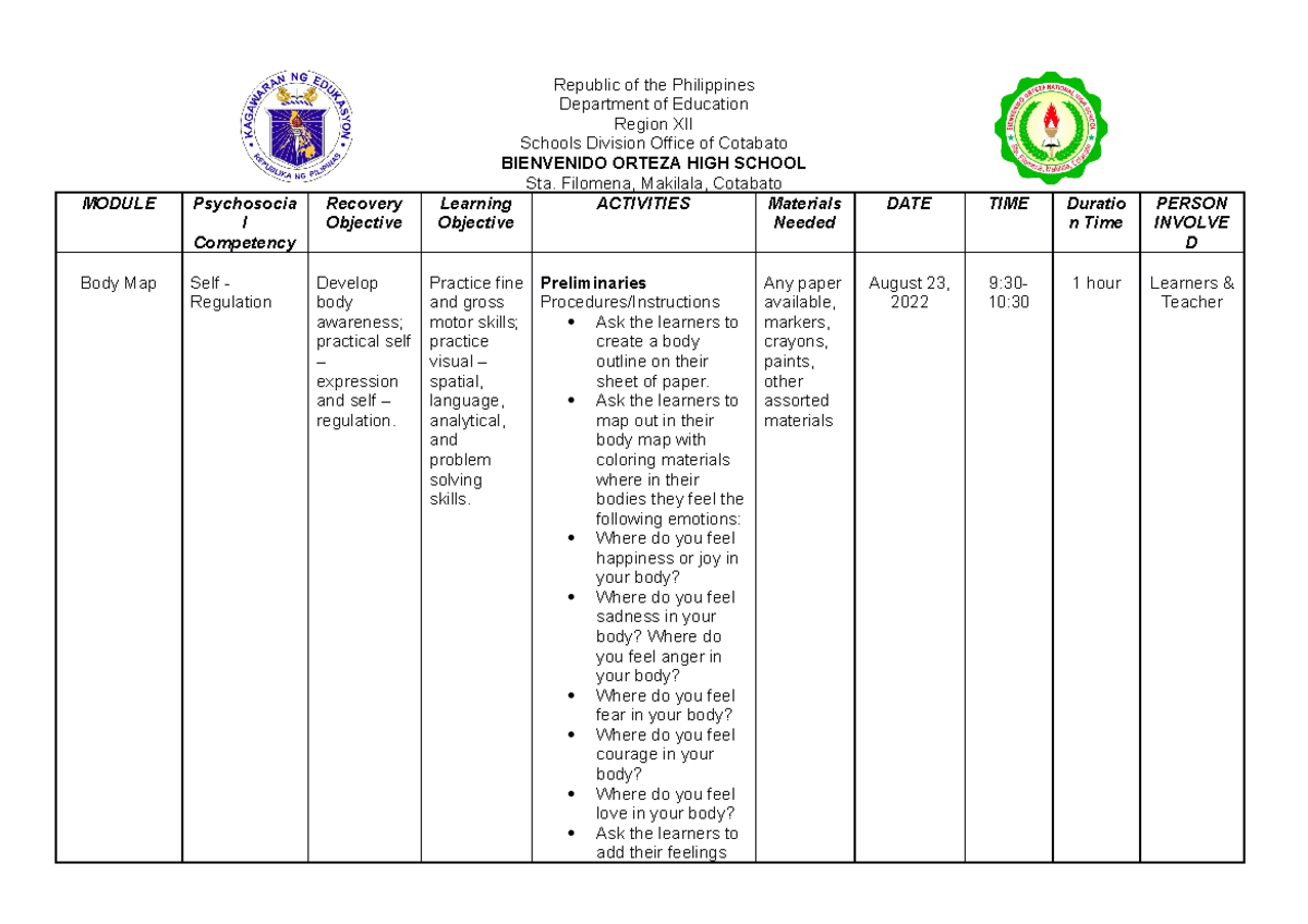 Psychosocial- Support- Activities - Republic of the Philippines ...
