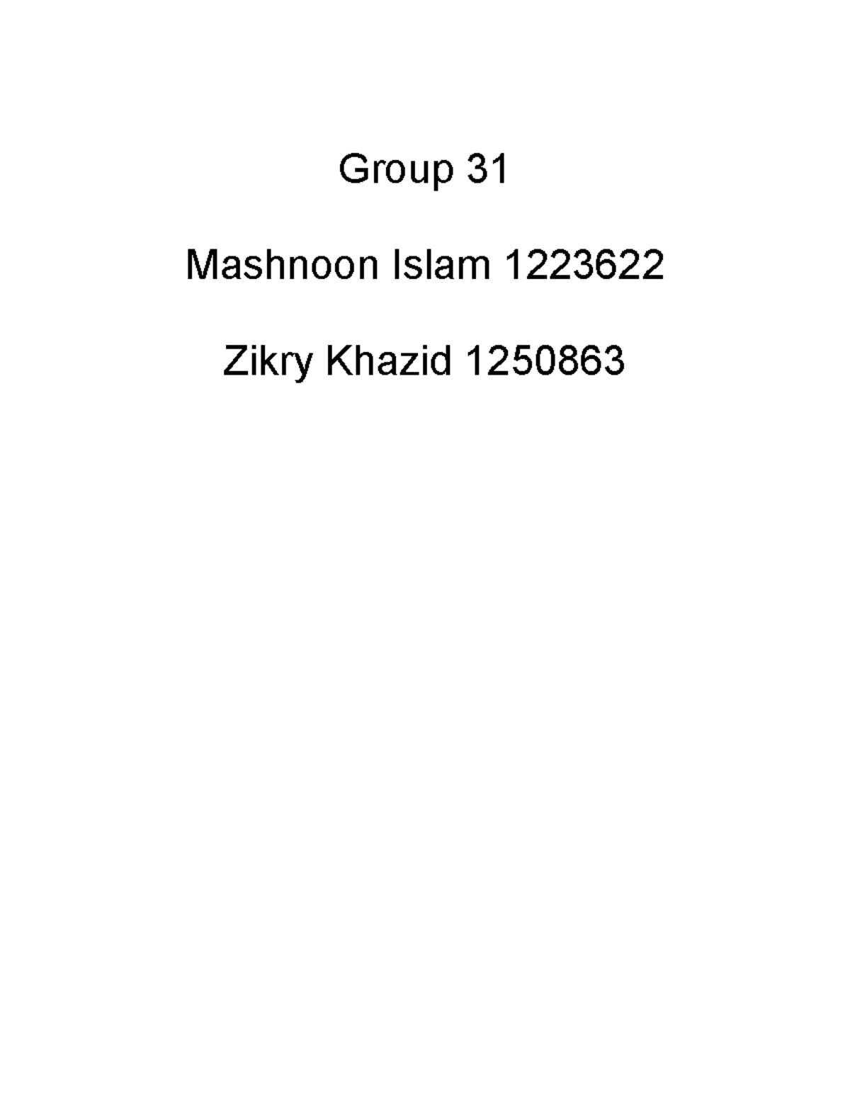 Java Project Report - qfeqwfqw - Group Mashnoon Islam Zikry Khazid ...