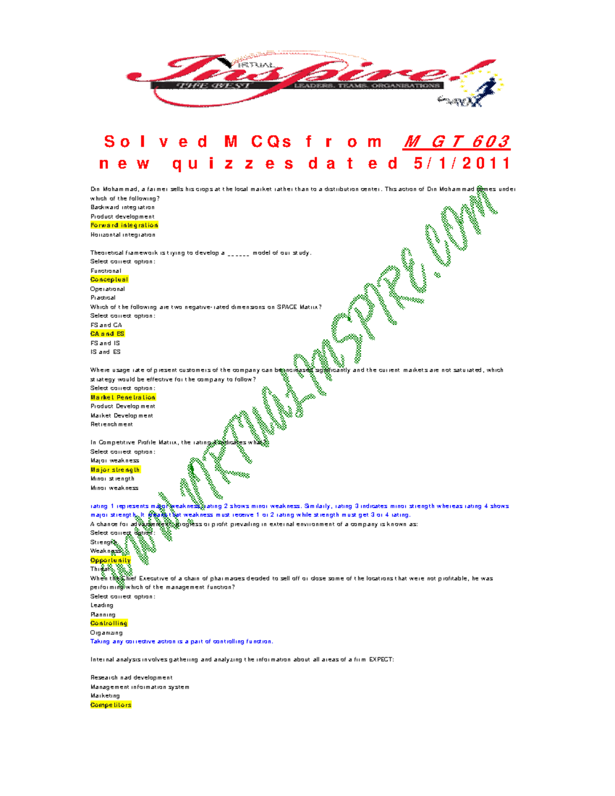 MGT603 quiz file - Previous quiz file - S o l v e d M C Q s f r o m M G ...