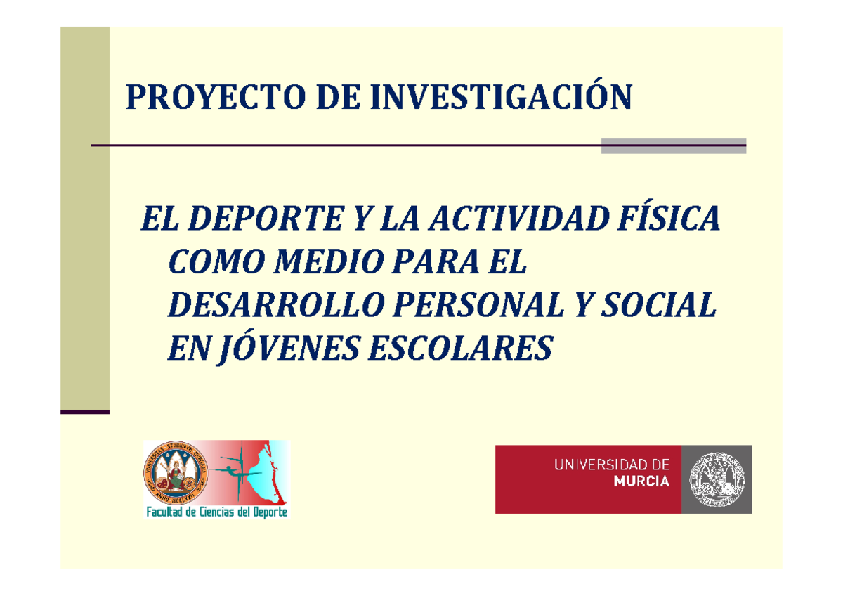 01 presentacion - mayor infor,macion - PROYECTO DE INVESTIGACIÓN EL ...