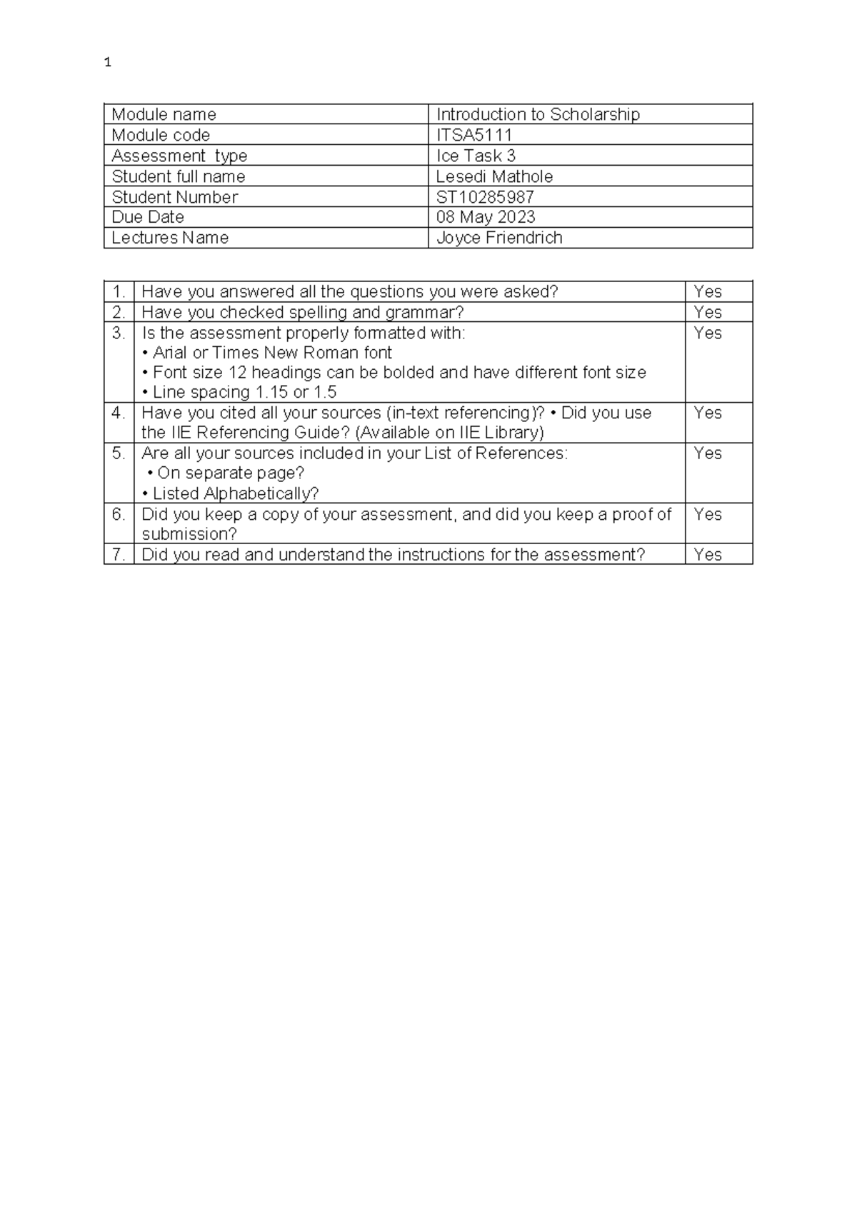 ITSA5111 ICE TASK 4 - Goodluck - Module name Introduction to ...