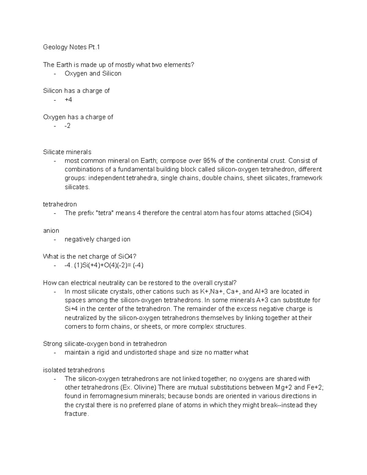 Geology Notes Pt - The Earth is made up of mostly what two elements ...