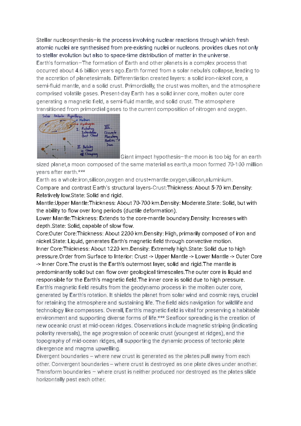 Cheat sheet earth science - Google Docs - Stellar nucleosynthesis–is ...