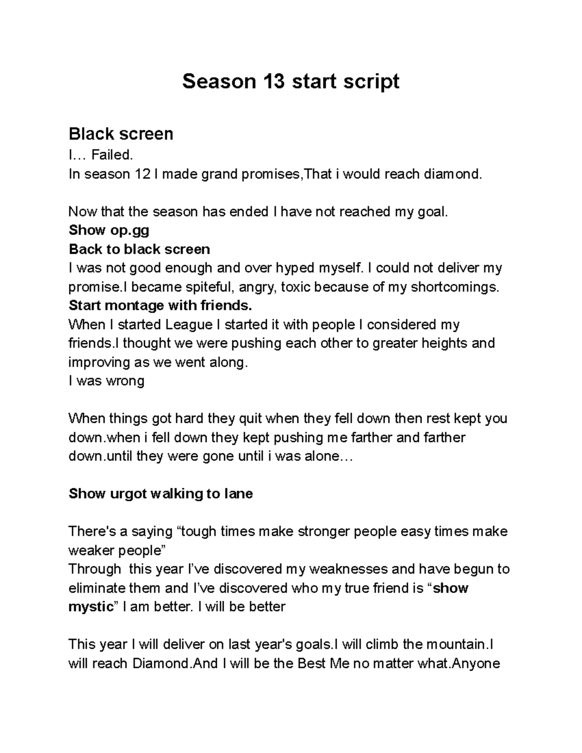 Season 13 start script - schoolk - Season 13 start script Black screen ...