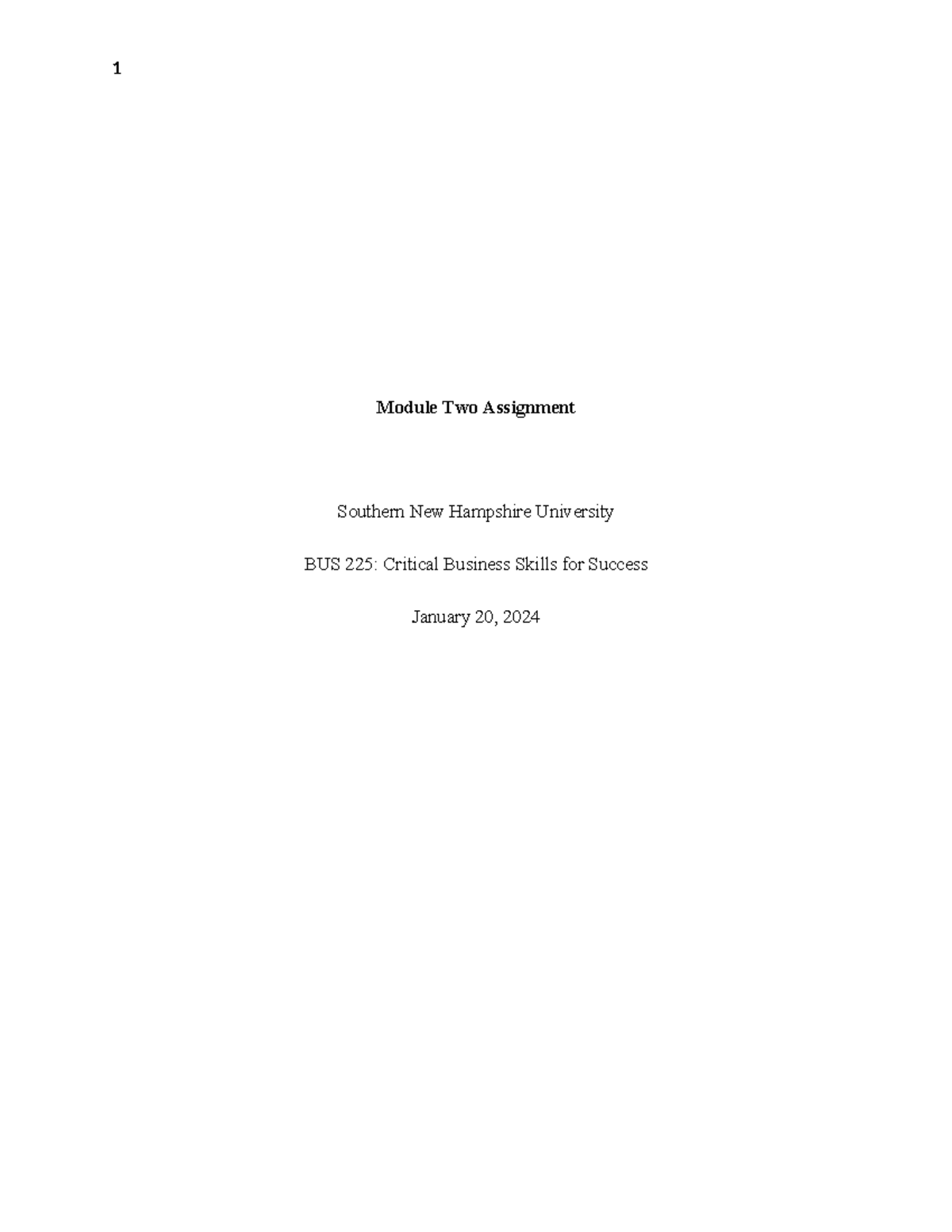 BUS 225 M2 Assignment - Module Two Assignment Southern New Hampshire ...