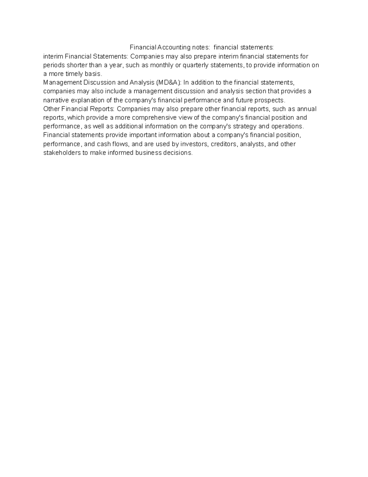 Financial Accounting notes 2 financial statements - Financial ...