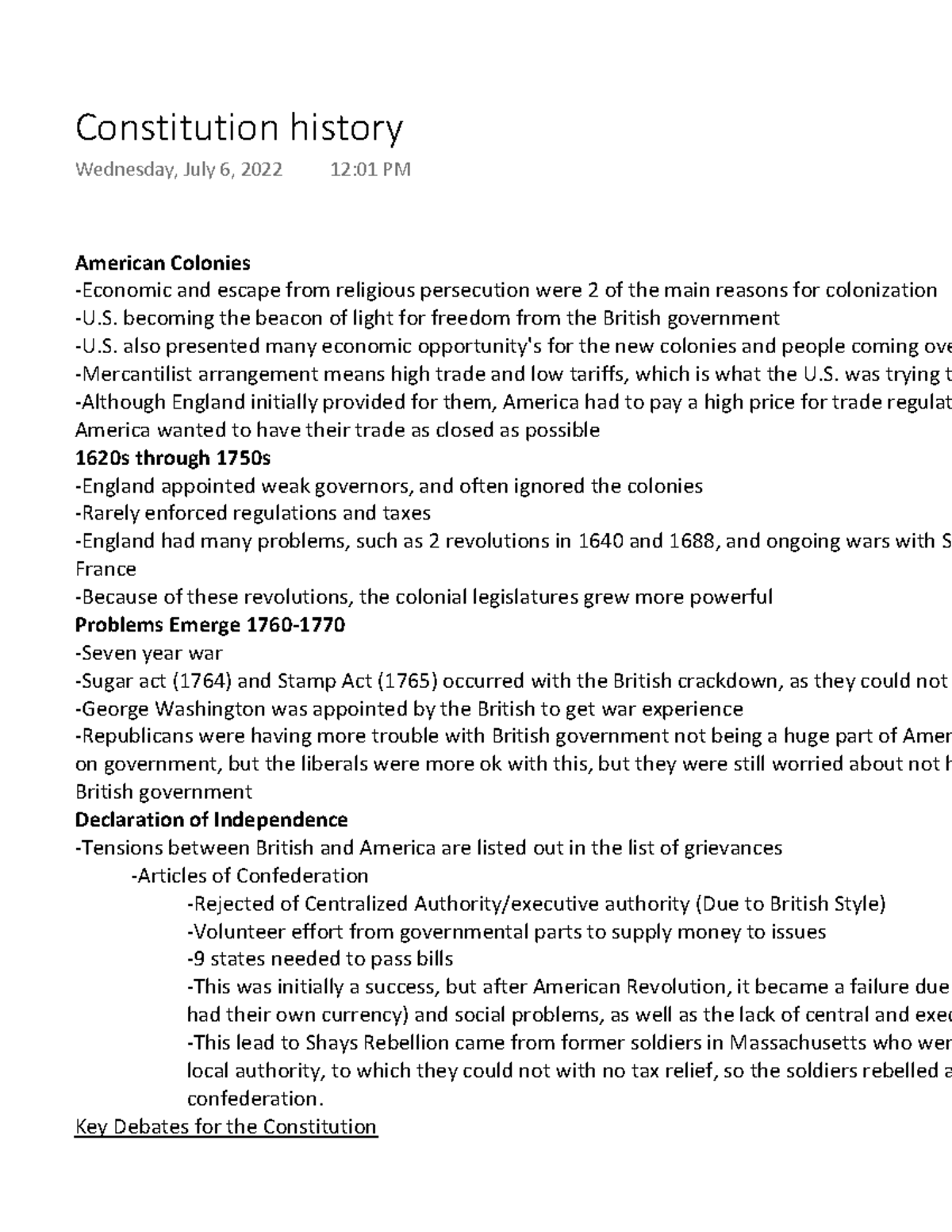 Constitution history - American Colonies -Economic and escape from ...