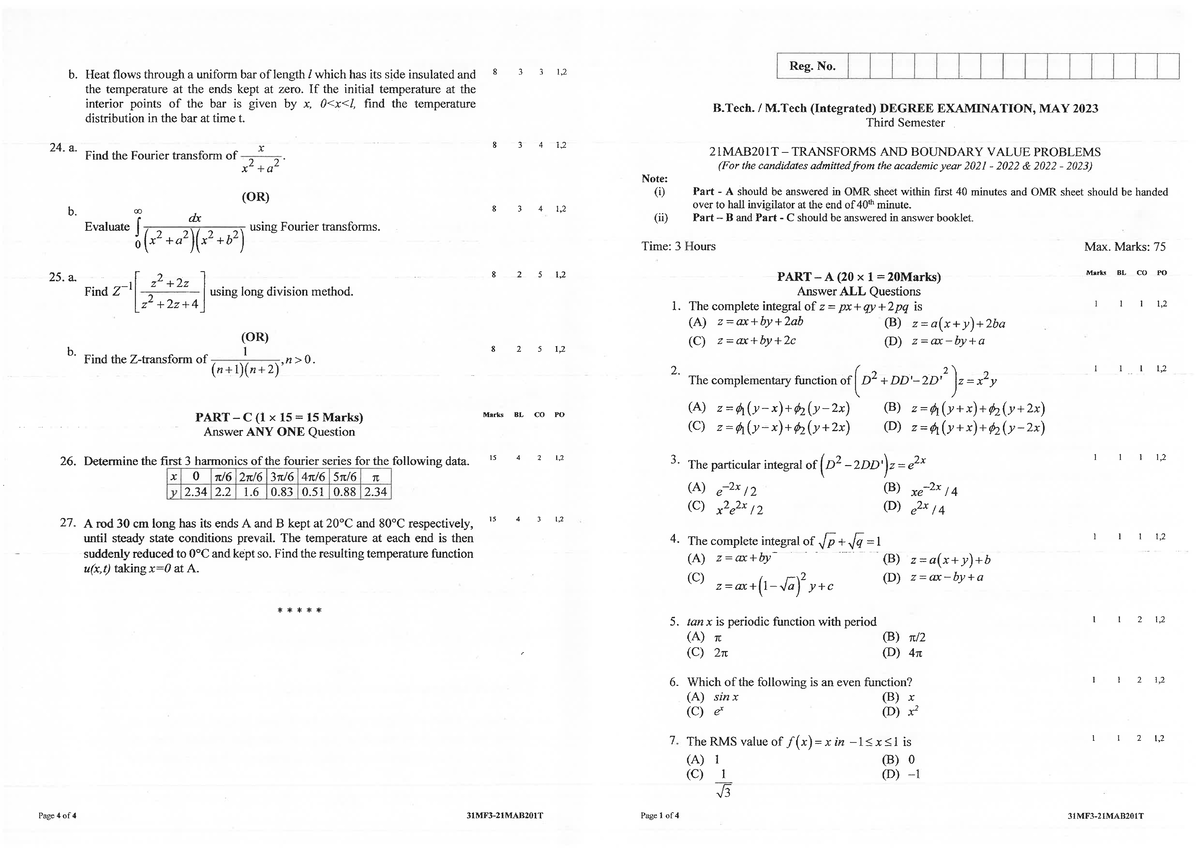 21MAB201T - transform and boundary value theorem - Studocu