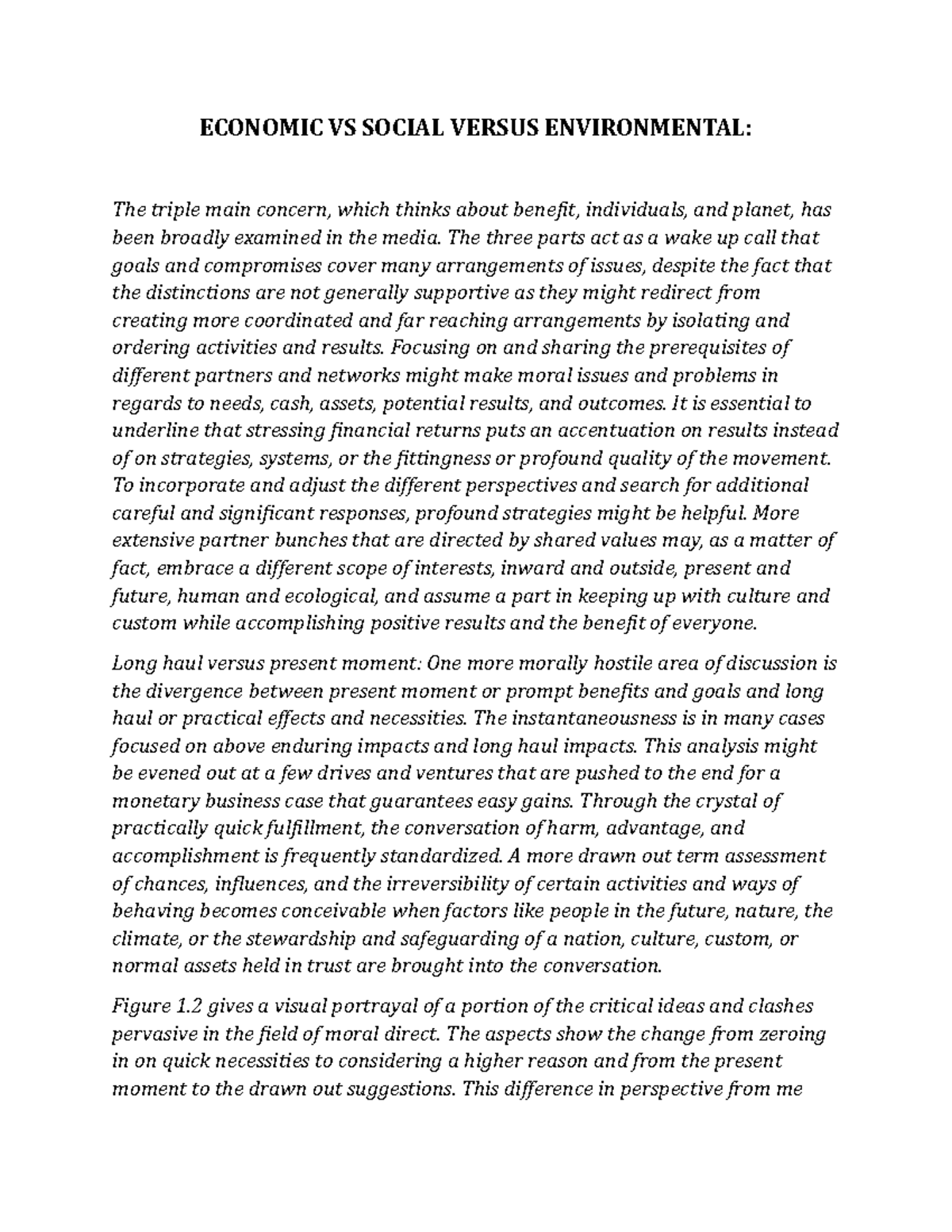 Economic VS Social Versus Environmental - ECONOMIC VS SOCIAL VERSUS ...