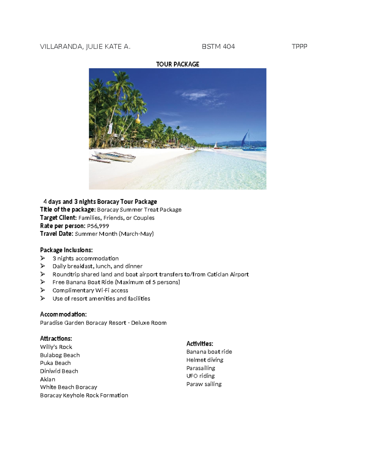 07_Handout_1-ARG - VILLARANDA, JULIE KATE A. BSTM 404 TPPP TOUR PACKAGE ...
